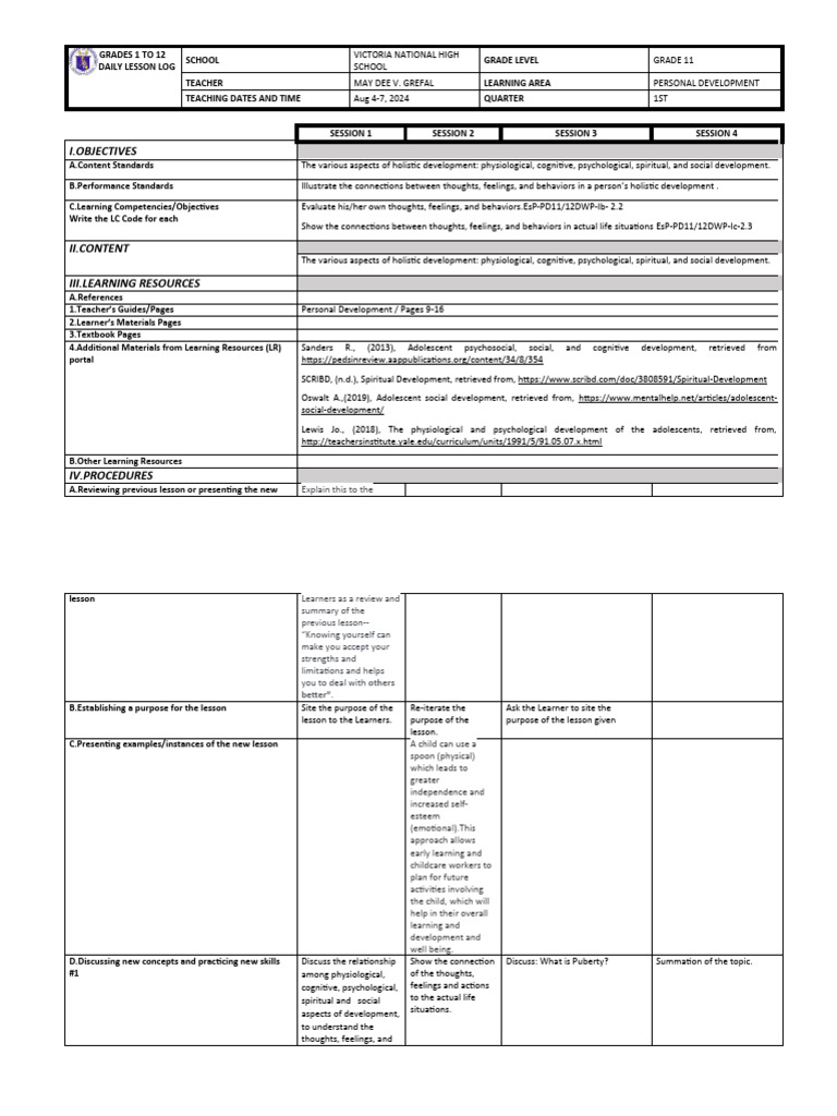 PER DEV WEEK 2docx | PDF | Learning | Thought