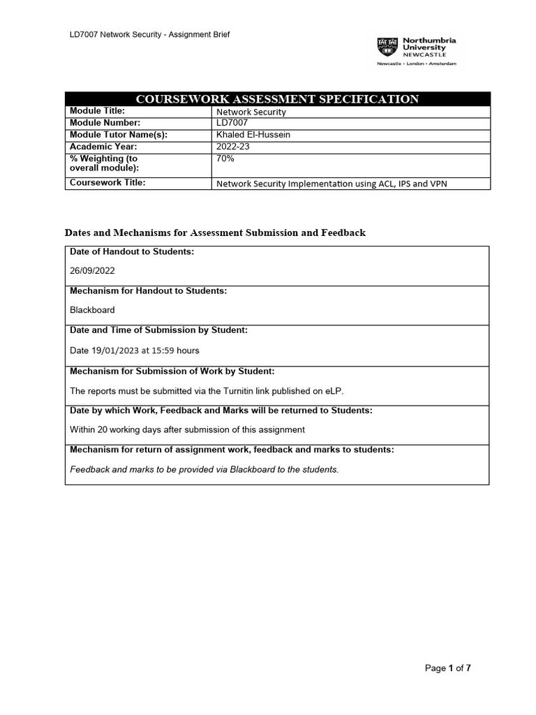 LD7007 - Assignment 2 | PDF | Computer Network | Virtual Private Network