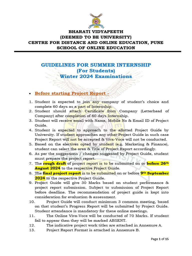 Summer Internship Guidelines - Winter 2024 (1) | PDF | Paragraph | Marketing