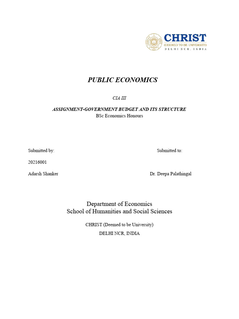 CIA III Public Economics Assignment 20216001 | PDF | Taxes | Government ...