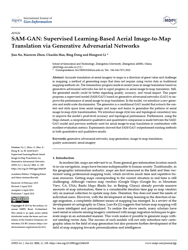 SAM GAN Supervised Learning Based Aerial Image To | PDF | Data ...