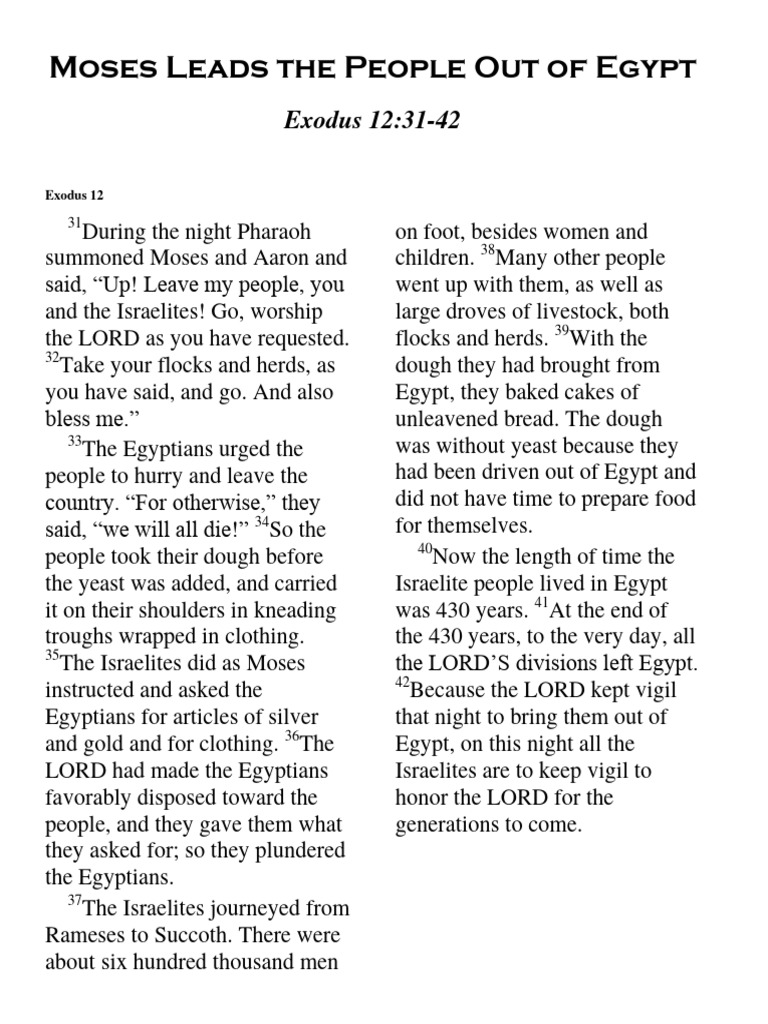 Lesson 34 Moses Leads The People Out of Egypt | PDF | The Exodus | Moses