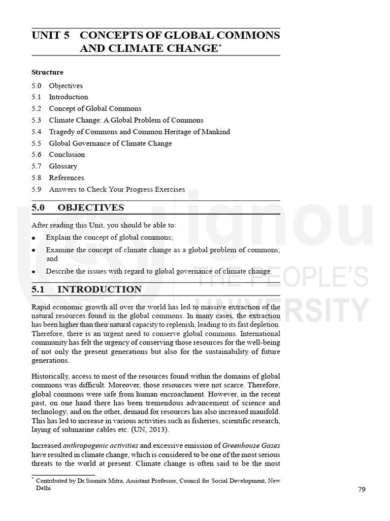 IGNOU - Concept of Global Commons and Climate Change | PDF | Climate ...