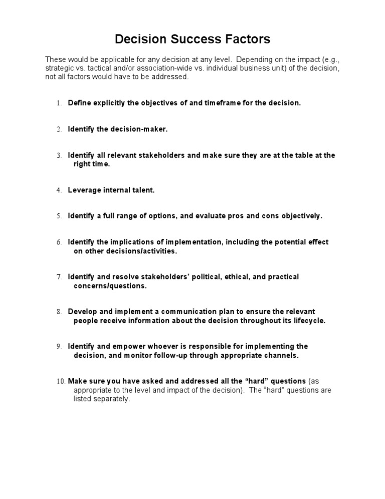 Key Factors for Effective Decision-Making | PDF