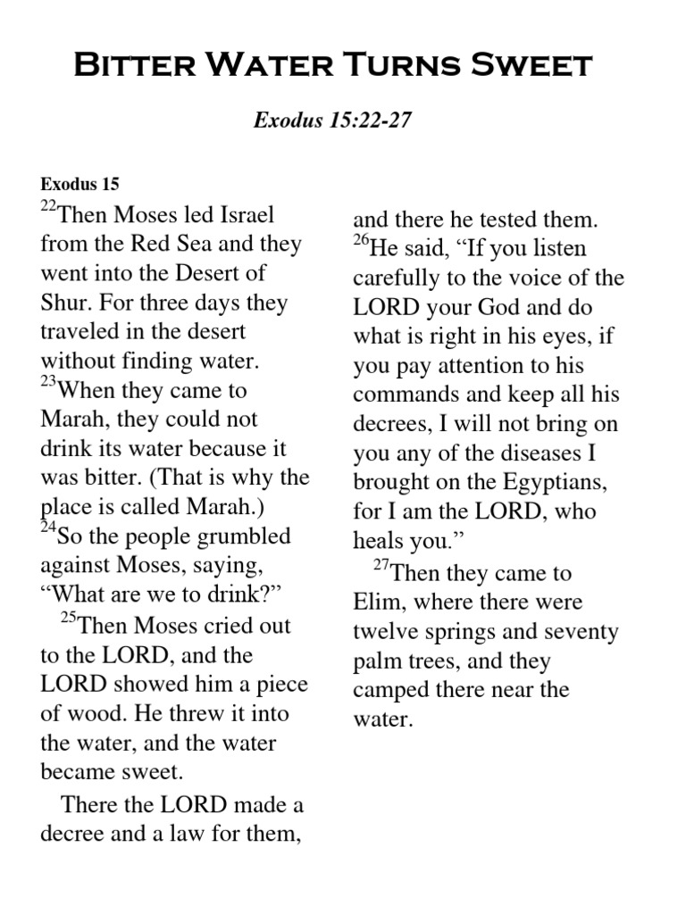 Lesson 36 Bitter Water Turns Sweet | PDF | Book Of Exodus | Religious Texts