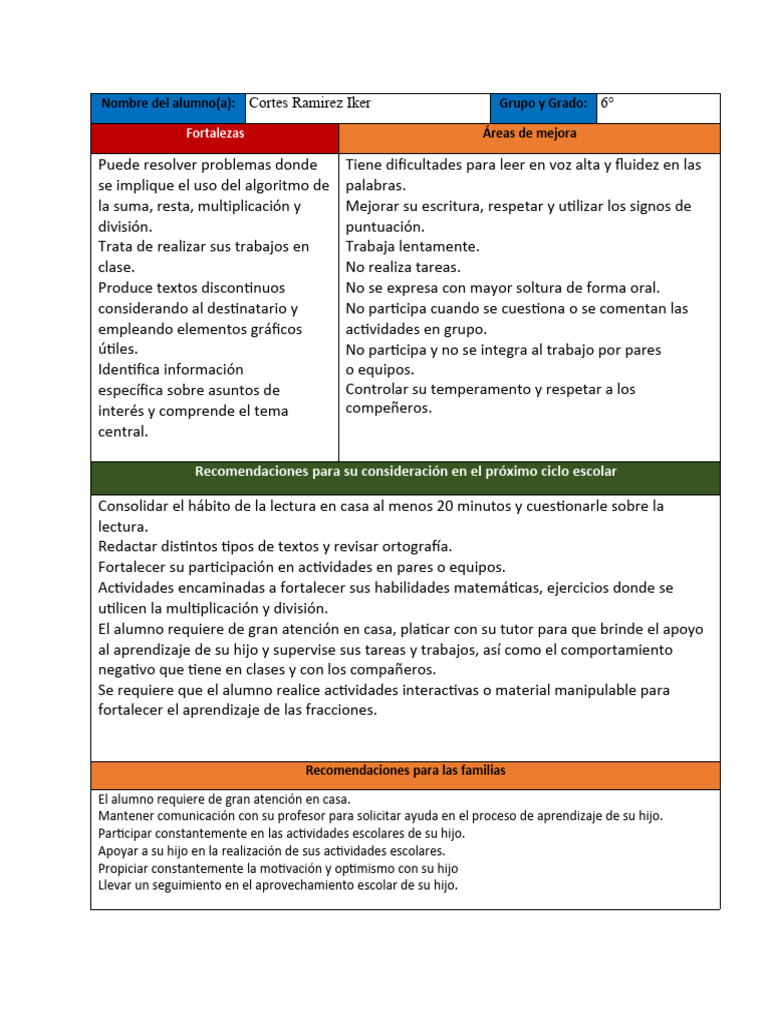 Fichas Descriptivas 6° Kary | PDF | Puntuación | Aprendizaje