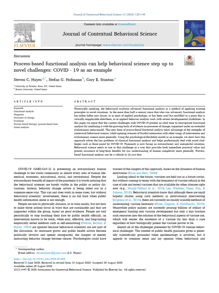 Behavioral Science in COVID-19 | PDF | Psychology | Affect (Psychology)