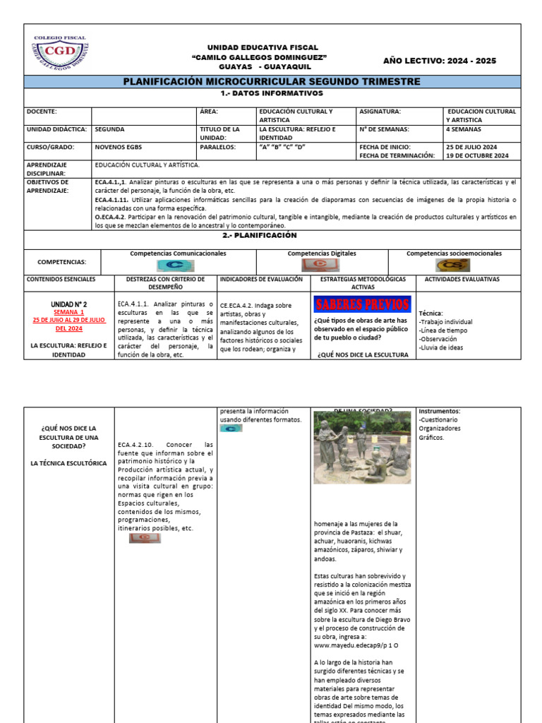 Pud - Eca - 9no - 2do Trim - 2024 | PDF | Escultura | Retrato