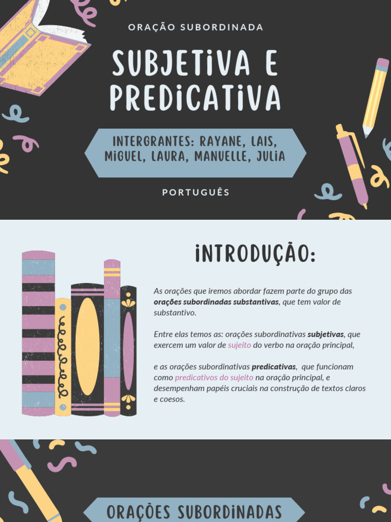 Oração Subordinada Predicativa | PDF | Assunto (gramática) | Mecânica ...