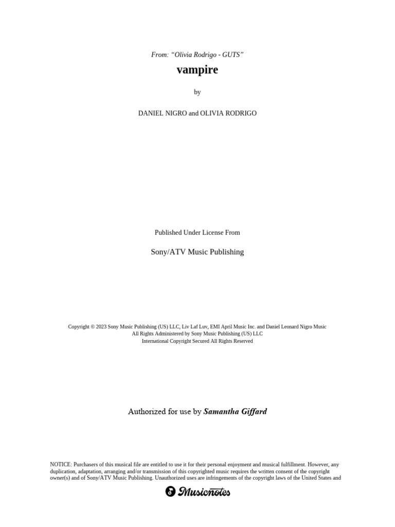 Vampire - Eb Major - MN0276799 - D2 | PDF | Property Law | Monopoly ...