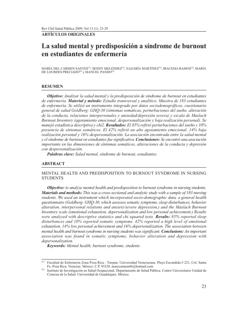 La Salud Mental y Predisposicion A Sindr | PDF