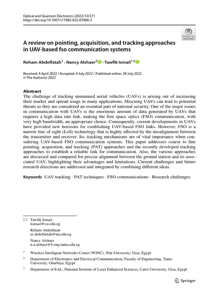 A Review On Pointing, Acquisition, and Tracking Approaches in UAV Based ...