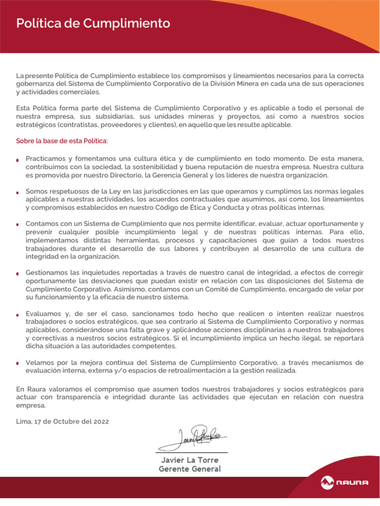Política de Cumplimiento | PDF | Business | Corporaciones