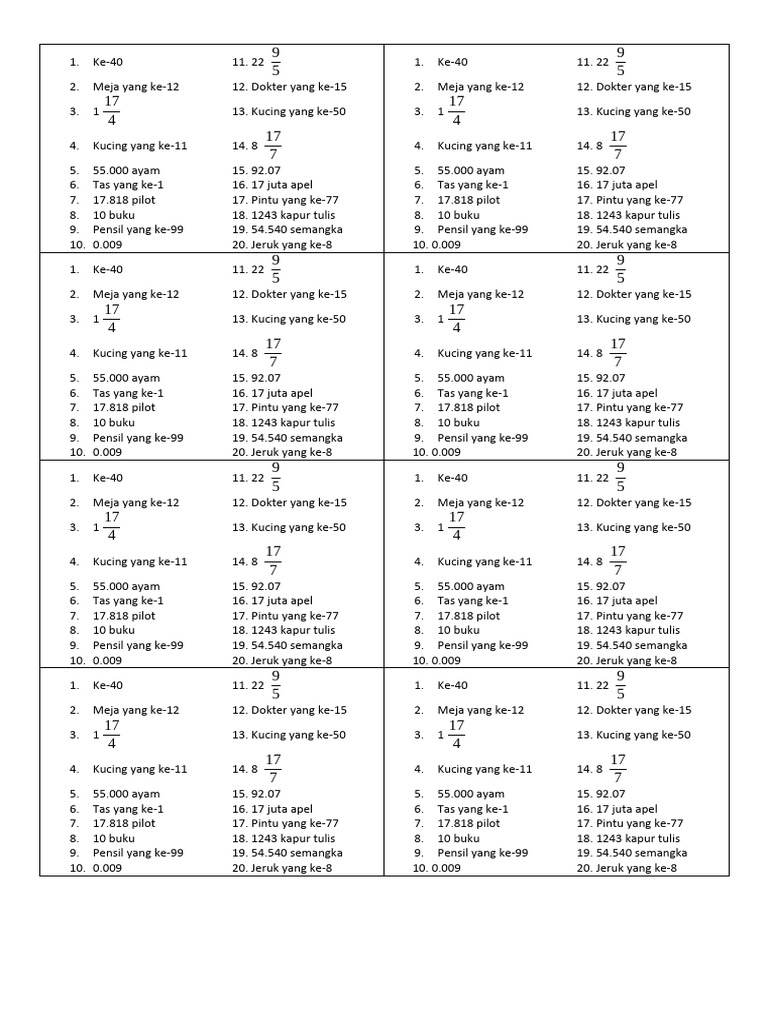 Kid Two Numbers - Daily Exercise | PDF