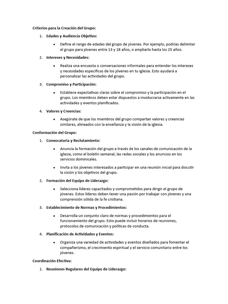 Criterios para La Creación Del Grupo | PDF | Crecimiento personal y ...
