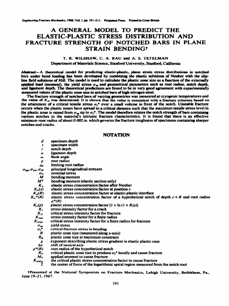 Elastic-Plastic Stress in Notched Bars | PDF | Fracture Mechanics ...