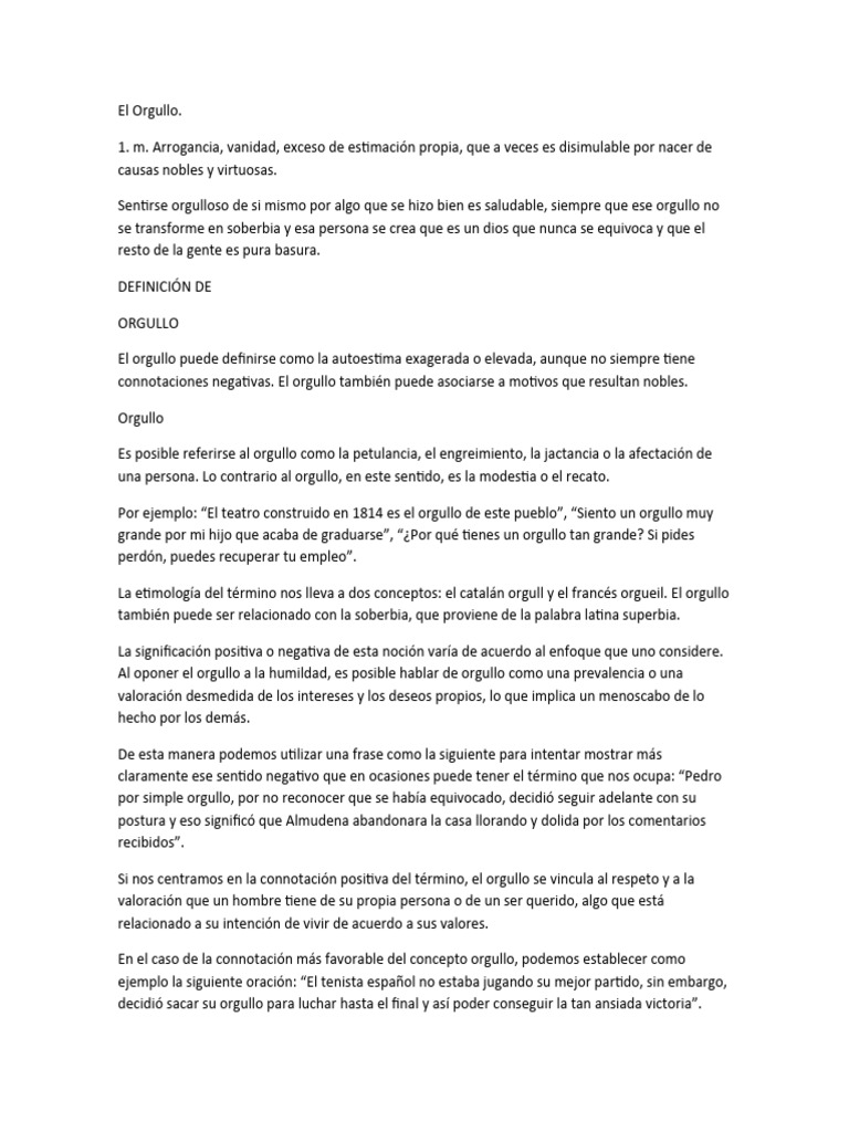 Definición y Consecuencias del Orgullo | PDF | Orgullo | Actitud ...