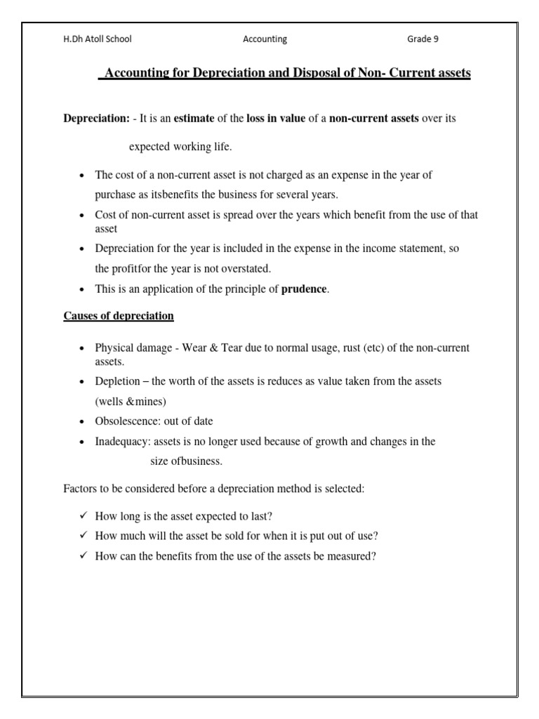 Dep Notes + exercise | PDF | Depreciation | Book Value