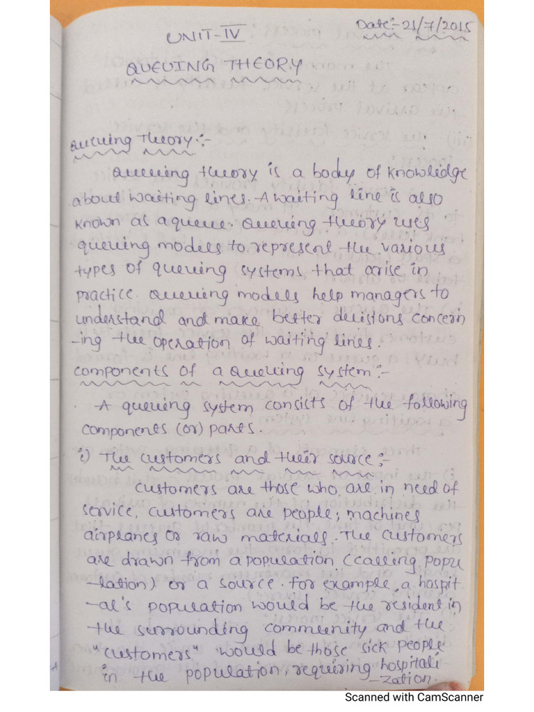 Unit V - Queuing Theory | PDF