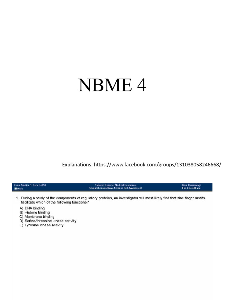 NBME 4 BLOCK 1-4 (No Answers Version) | PDF