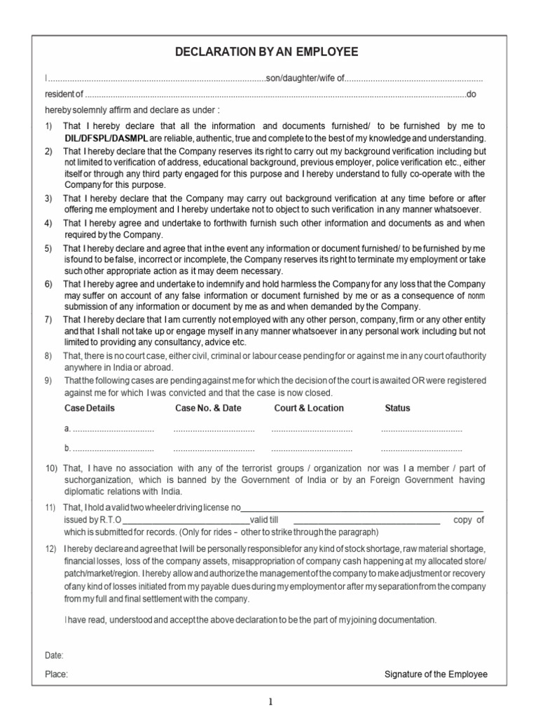 Employee Declaration and Nomination Form | PDF | Law