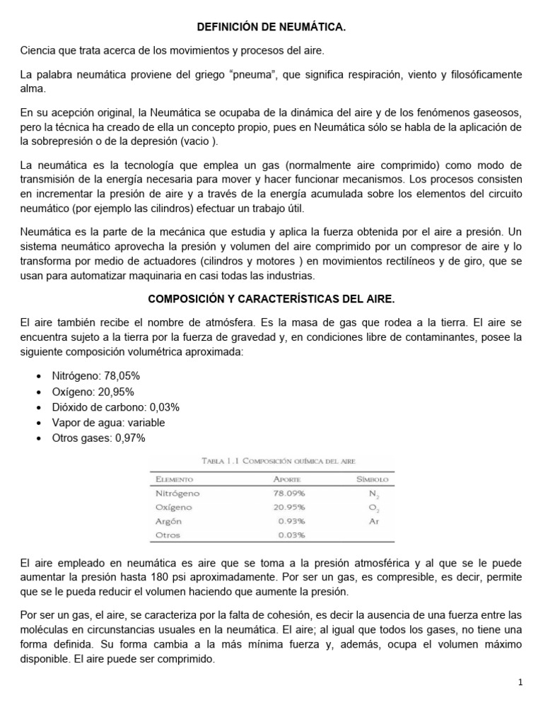 Unidad I. Neumatica 2024 | PDF | Neumática | Gases