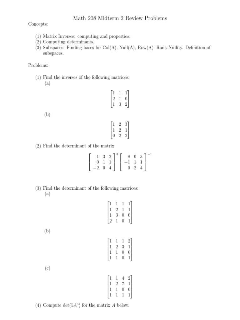 Midterm 2 Review | PDF | Mathematical Concepts | Algebra