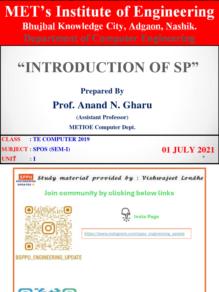 Spos Unit 1 PPT 2022 | PDF | Parsing | Compiler