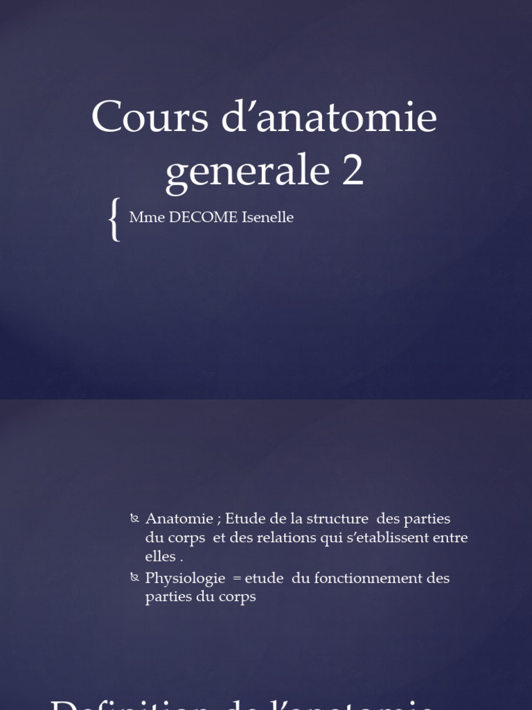 Anatomie Generale 2 | PDF | Système de référence en anatomie | Anatomie