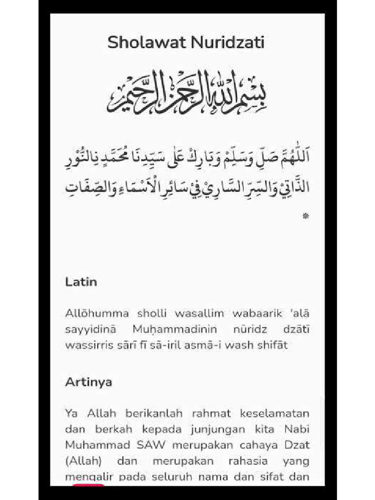 Sholawat Nuridzati | PDF