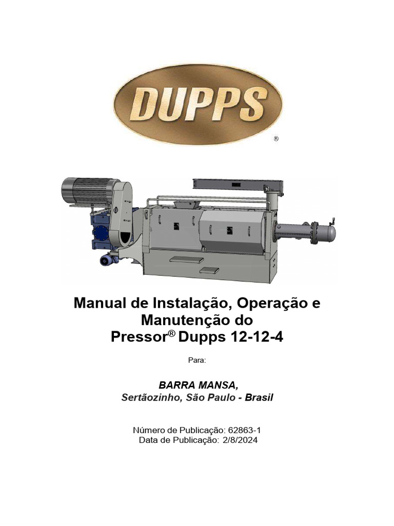 Manual do Pressor Dupps 12-12-4 | PDF | Bomba | Motores