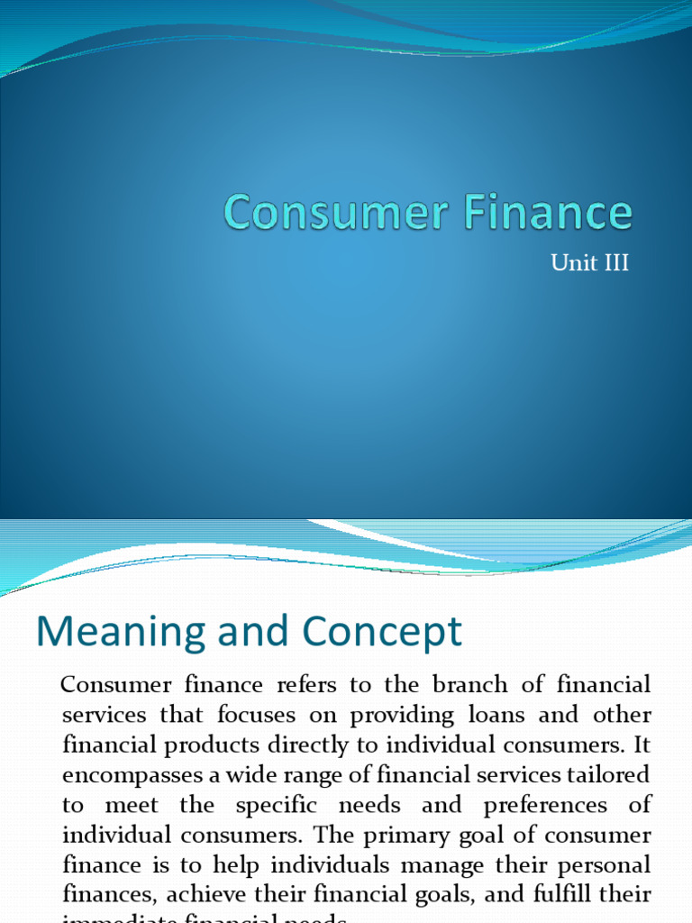 Consumer Finance | PDF | Loans | Finance & Money Management