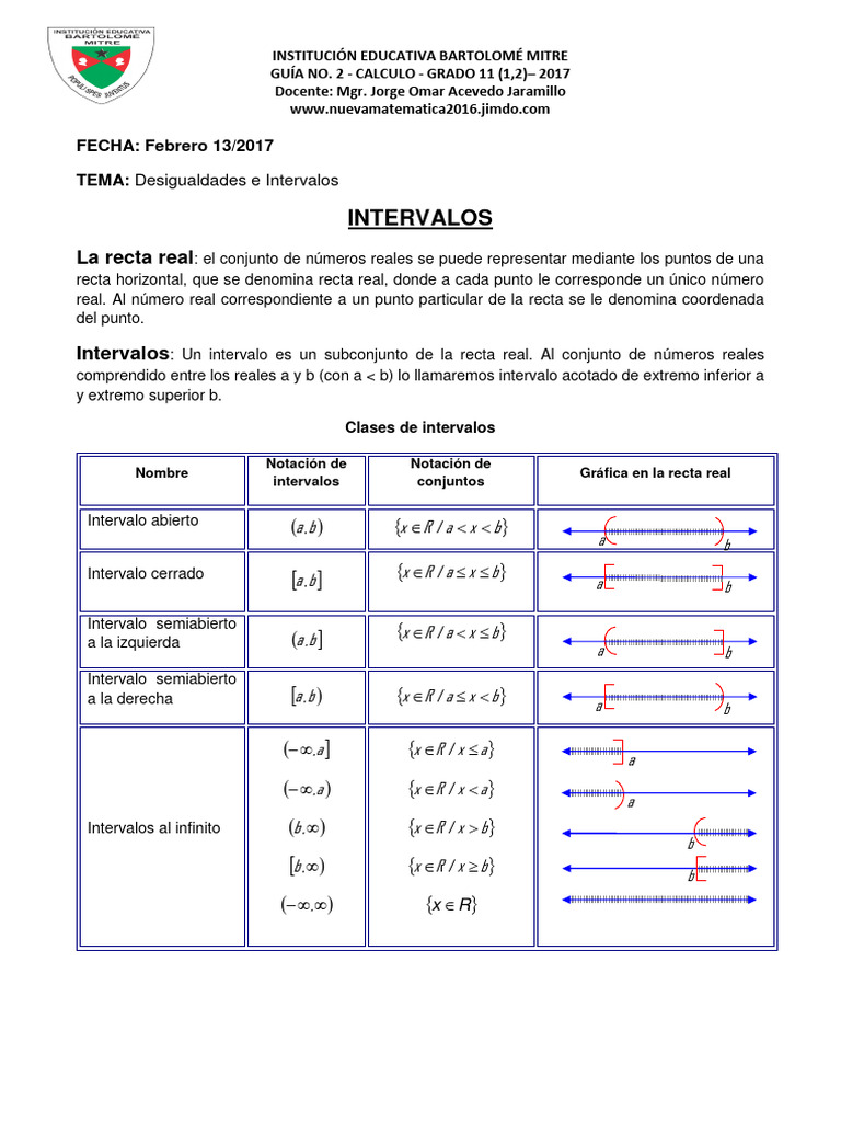 Guìa 2. Intervalos | PDF | Matemática Elemental | Topología