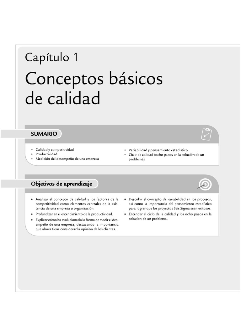 Cap 1 - Conceptos Básicos de Calidad - Gutierrez | PDF