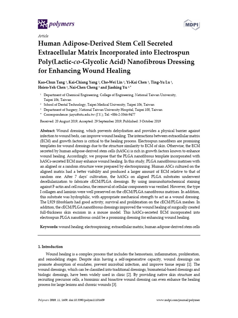 Human Adipose-Derived Stem Cell Secreted Extracell | PDF | Wound Healing | Extracellular Matrix