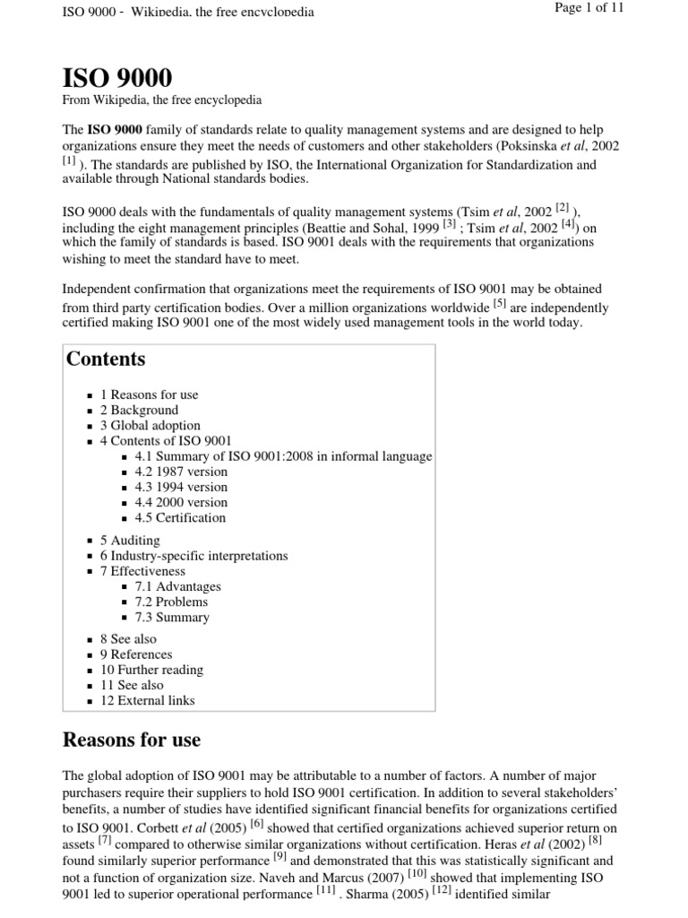 ISO 9000 Wikipedia | Iso 9000 | Quality Management System