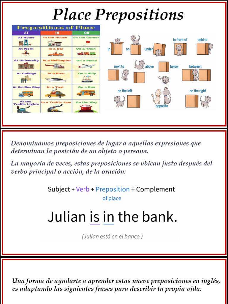 Prepositions of Place Explained | PDF | Language Arts & Discipline