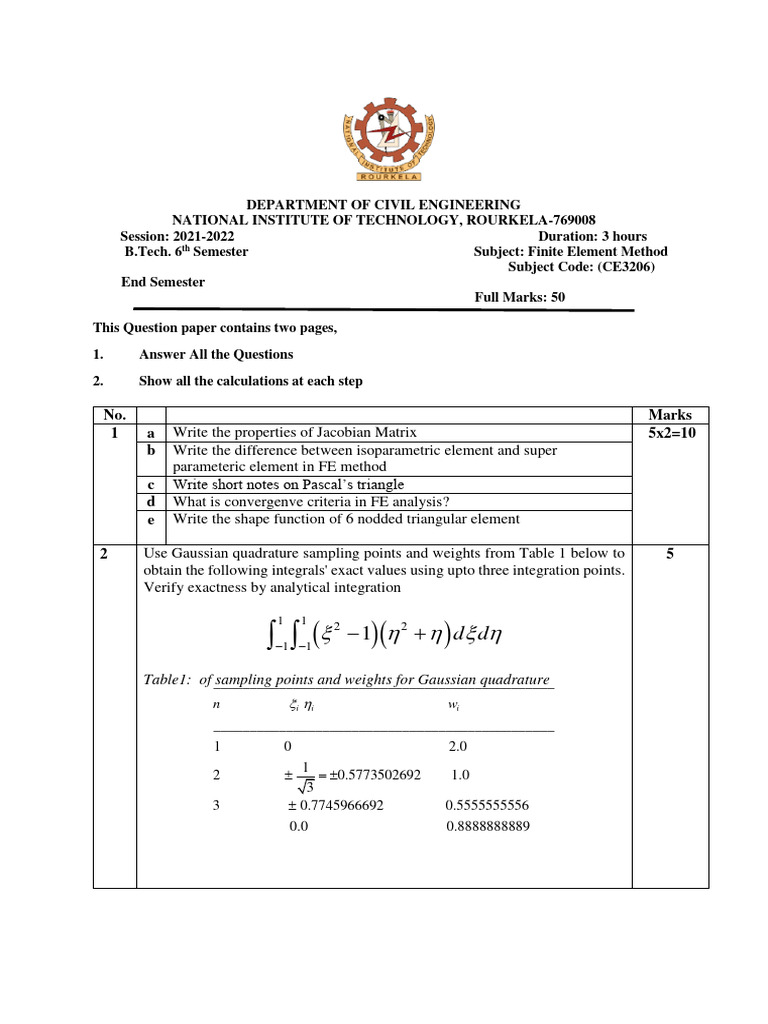 CE3206 | PDF | Integral | Finite Element Method