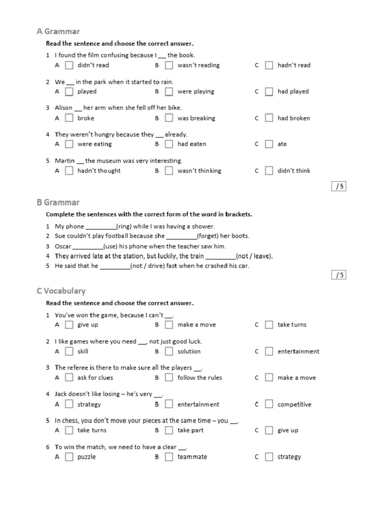 Grammar and Vocabulary Review LVB1 Units 1-3.3 | PDF