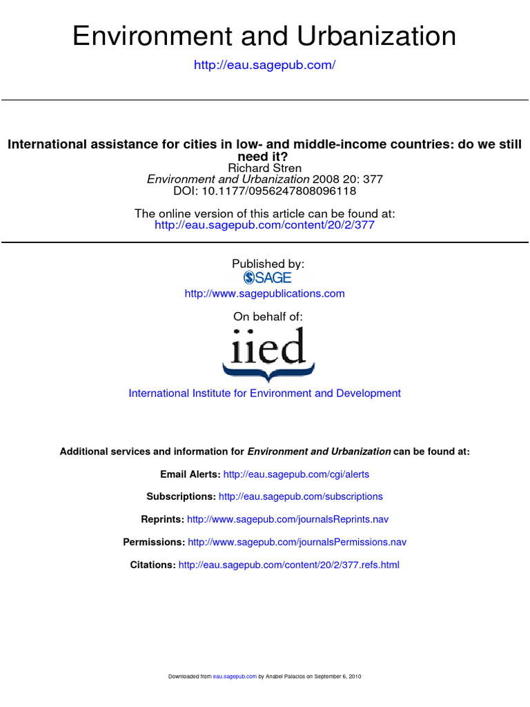 Environment and Urbanization | PDF | Poverty | Poverty & Homelessness