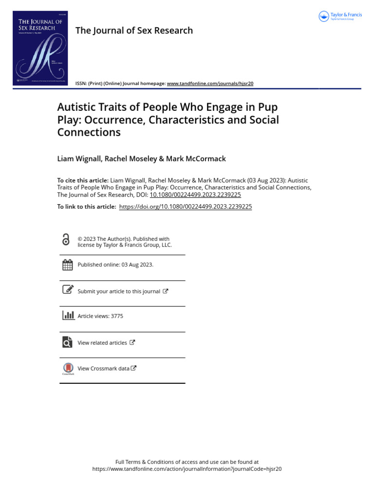 Autistic Traits of People Who Engage in Pup Play Occurrence ...