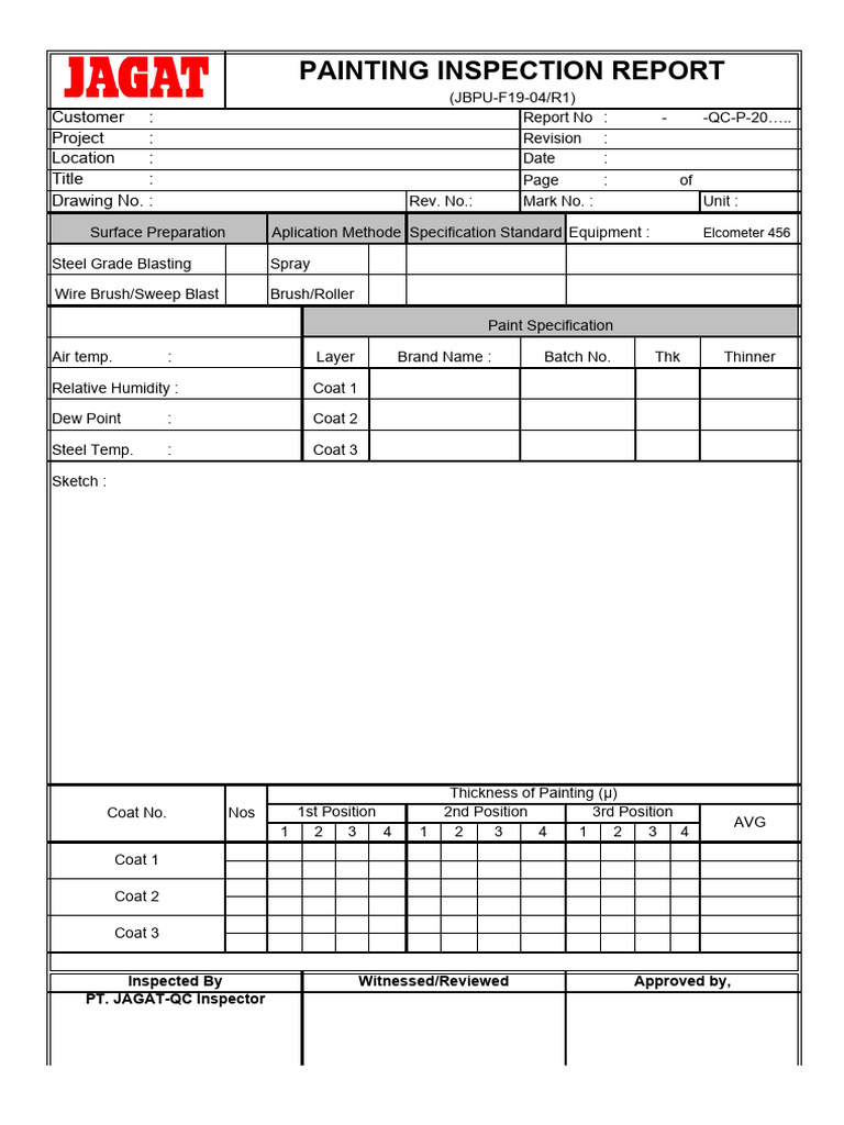 Jbpu-F19-04-R1 (Painting Inspection Report) | PDF