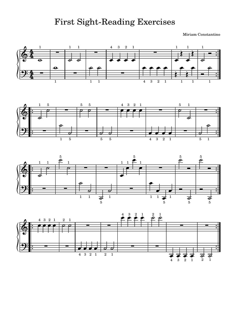 Firs Sight Reading Exercises For Piano | PDF | Musicology | Musical ...