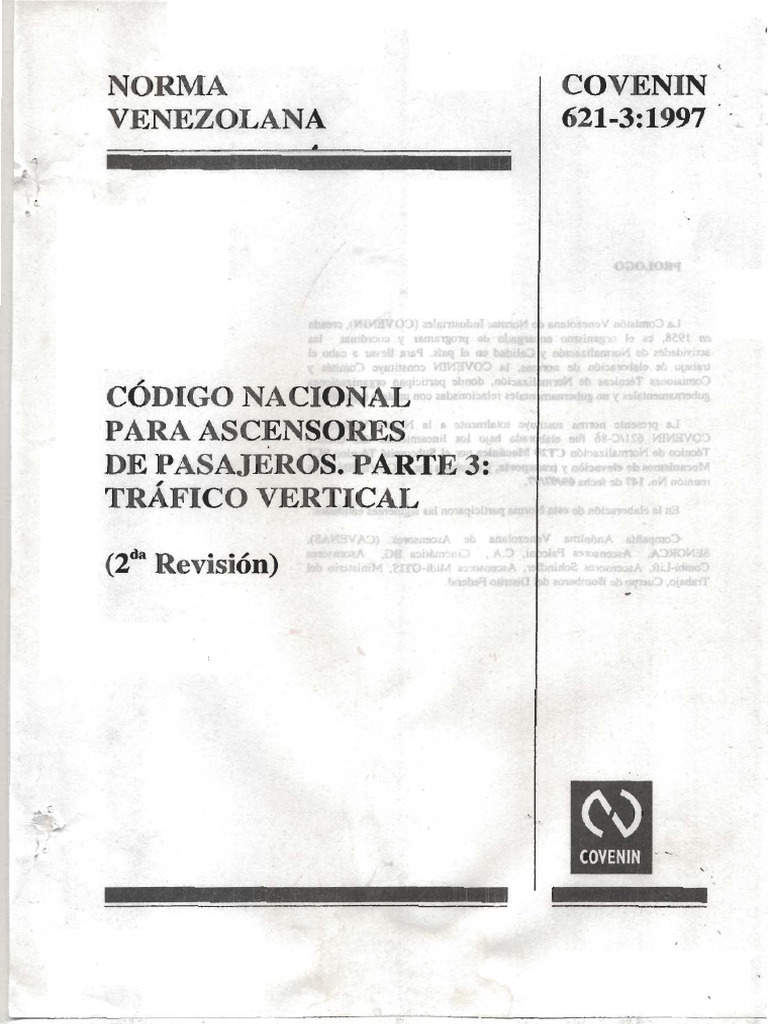 COVENIN 621-3-97 - Ascensores - 2 | PDF