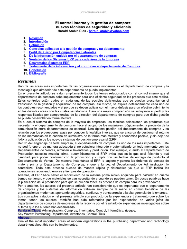 Control Interno en Compras Efectivas | PDF | Planificación de recursos ...