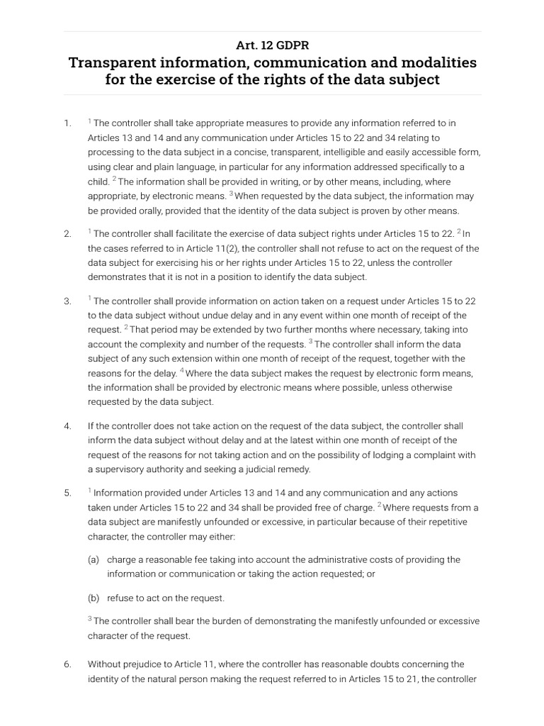 Transparent Information, Communication and Modalities For The Exercise ...