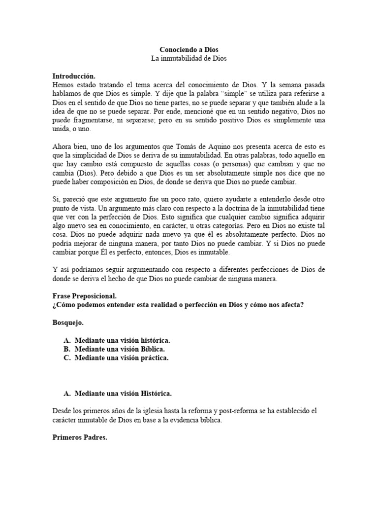 Conociendo A Dios, La Inmutabilidad de Dios | PDF | Dios | Tomás de Aquino