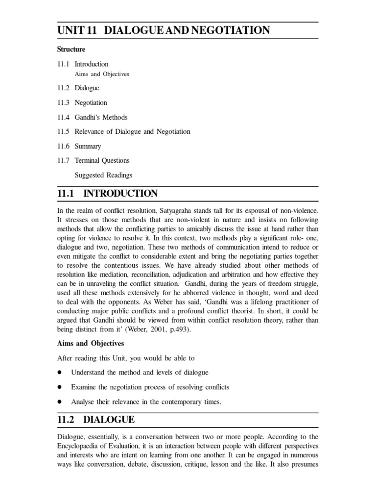 Dialogue and Negotiation in Conflict Resolution | PDF | Negotiation ...