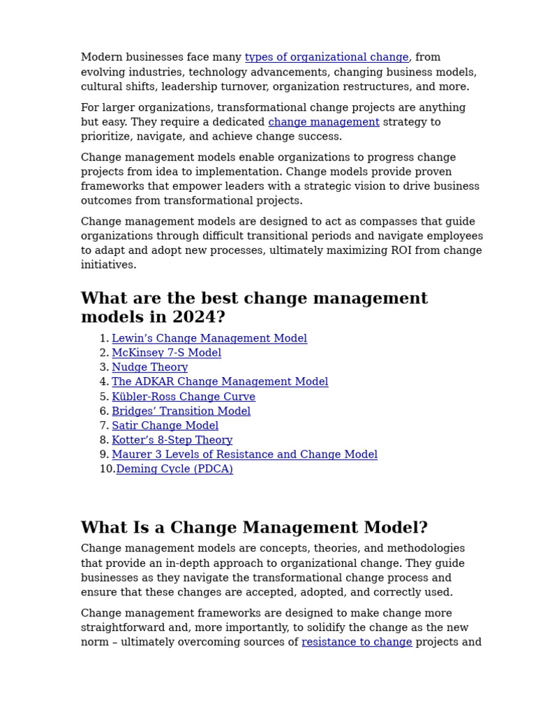 Chanagement Management Model | PDF | Change Management | Business