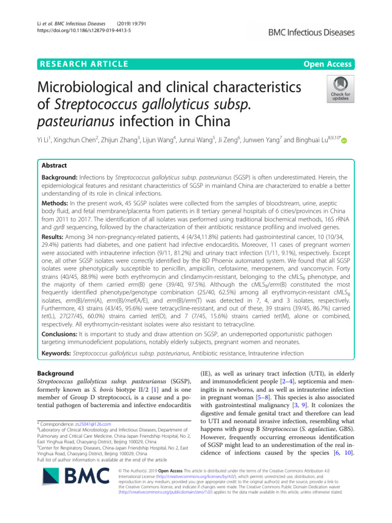 Microbiological and Clinical Characteristics of Streptococcus ...